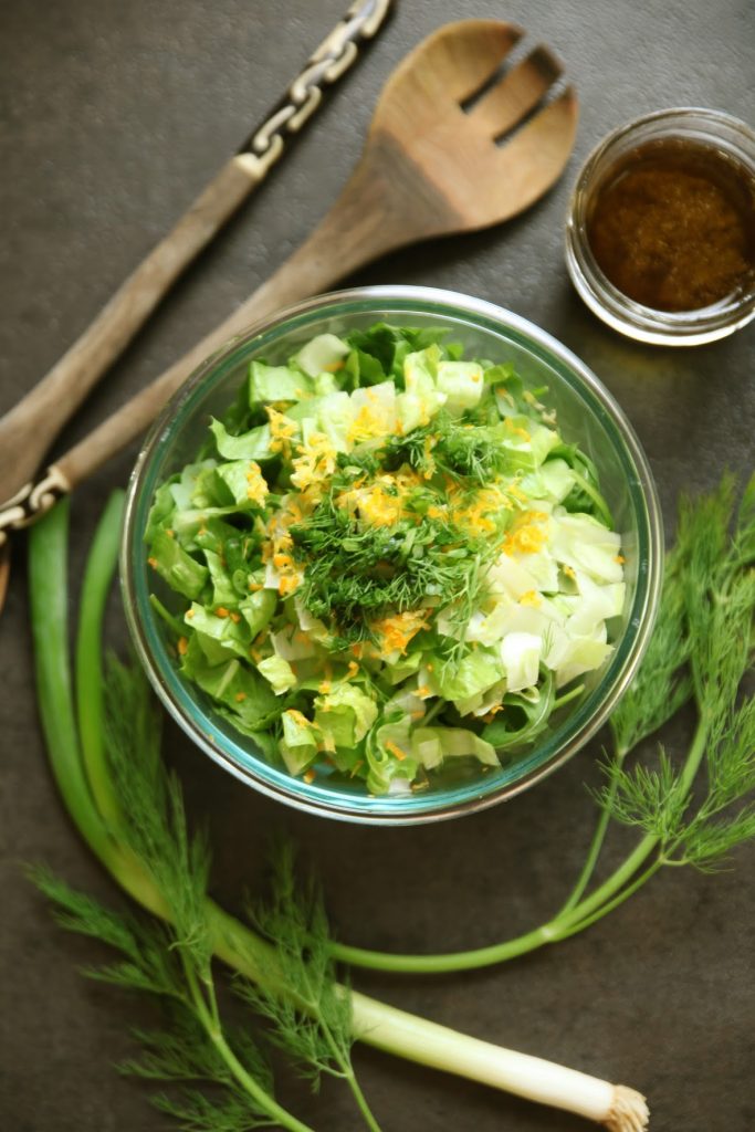 Minced Dill & Scallion Romaine Salad with Lemon Zest & Balsamic ...