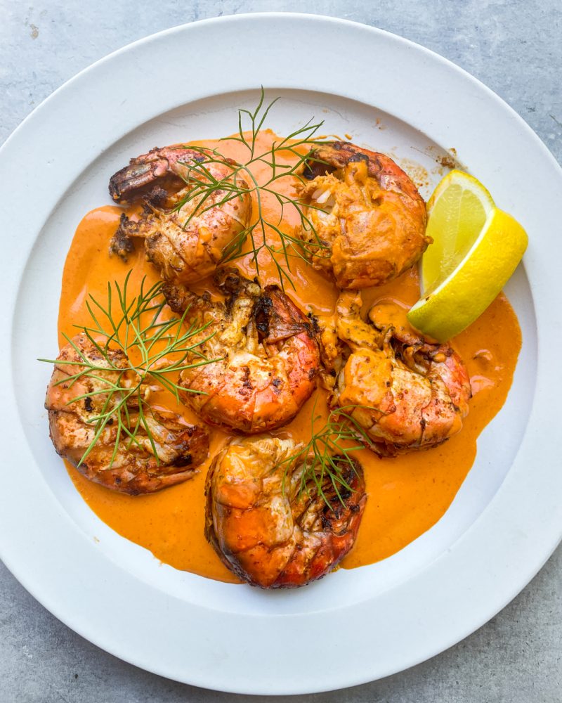 Piri Piri Grilled Shrimp with Roast Potatoes and Garlicky Swiss Chard ...