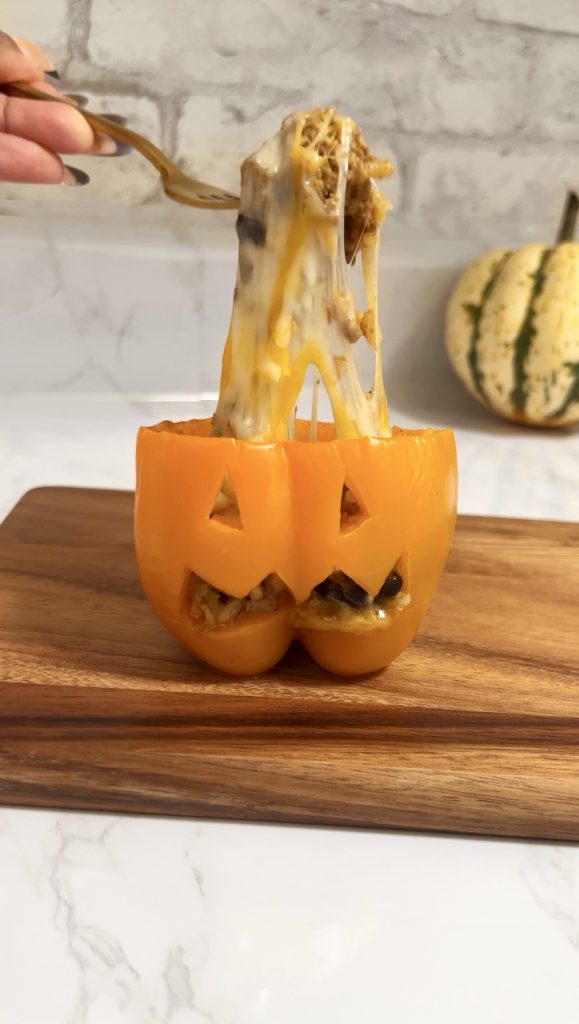 Stuffed Jack o Lantern Peppers for Halloween by Made With Sazon ...