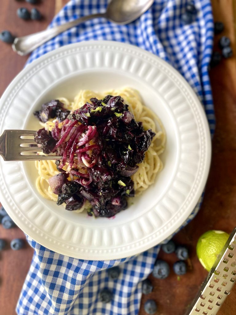 Creamy Vegan Roasted Blueberry Pasta by foodallergymoms_andmore ...