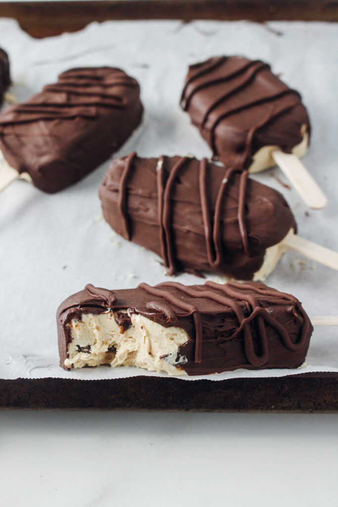 Protein Cookie Dough Froyo Popsicles by Kat Condon - FoodSocial
