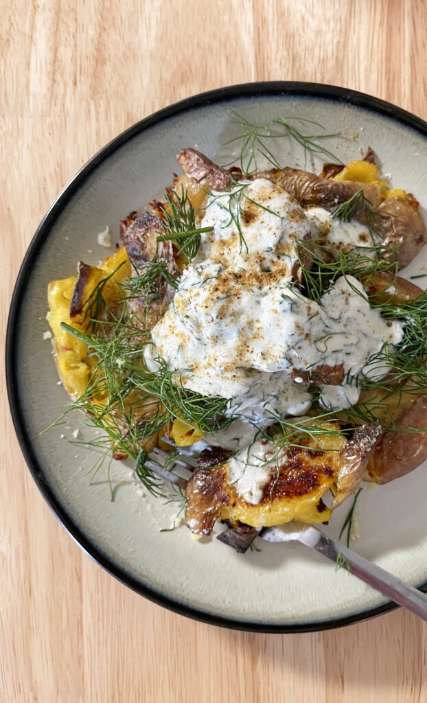 Big Dill Lemony Duck Fat Smashed Potatoes by kiowafoodie - FoodSocial