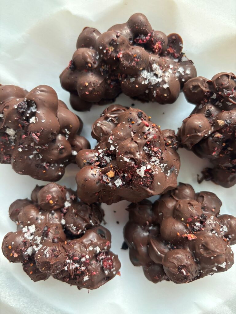 Chocolate Covered Blueberry Clusters by allisappetite - FoodSocial
