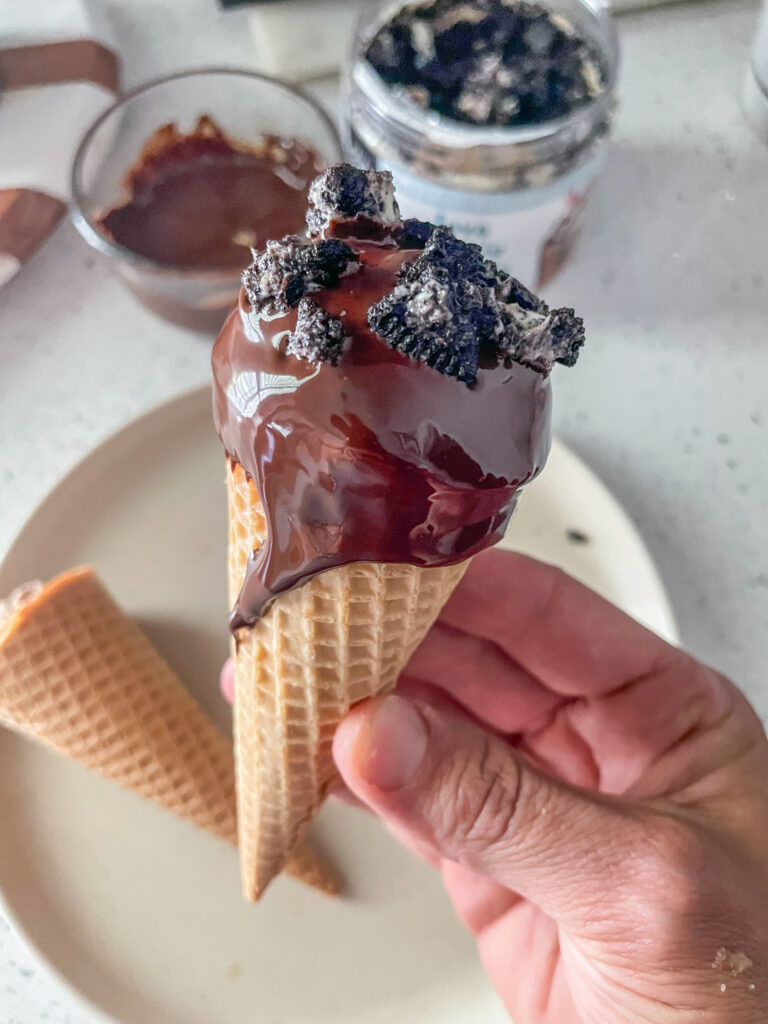 No bake Java Crumble Cookie Dough Cones by Marissaswholelife - FoodSocial