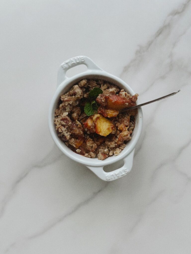 Individual Gluten Free Peach Crumble by leahxglutenfree - FoodSocial