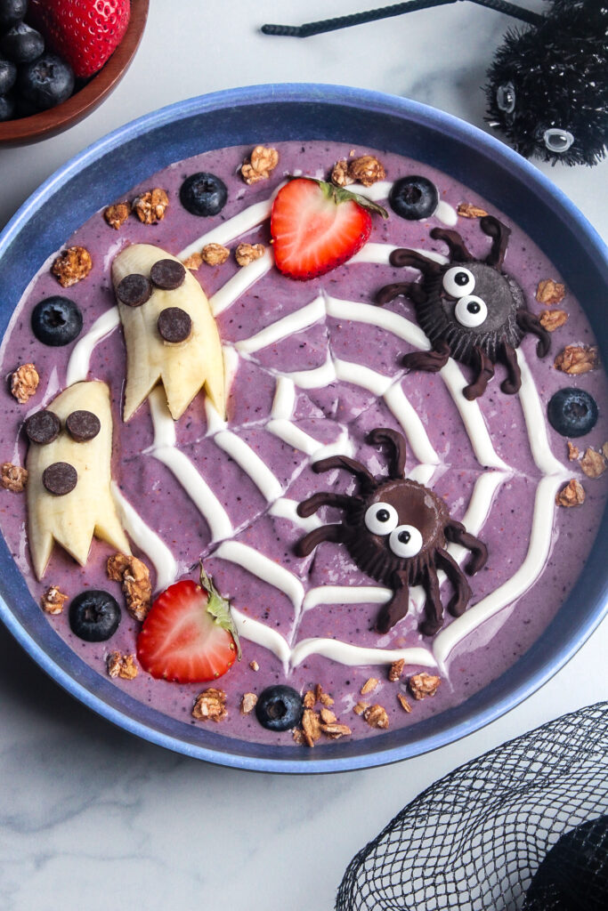 Spooky Spider Web Smoothie Bowl by Chloe Martin - FoodSocial