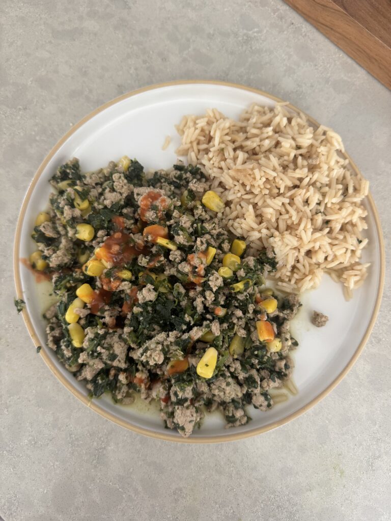 Ground Chicken and Veggies with Bone Broth Rice by Lara Salamone ...