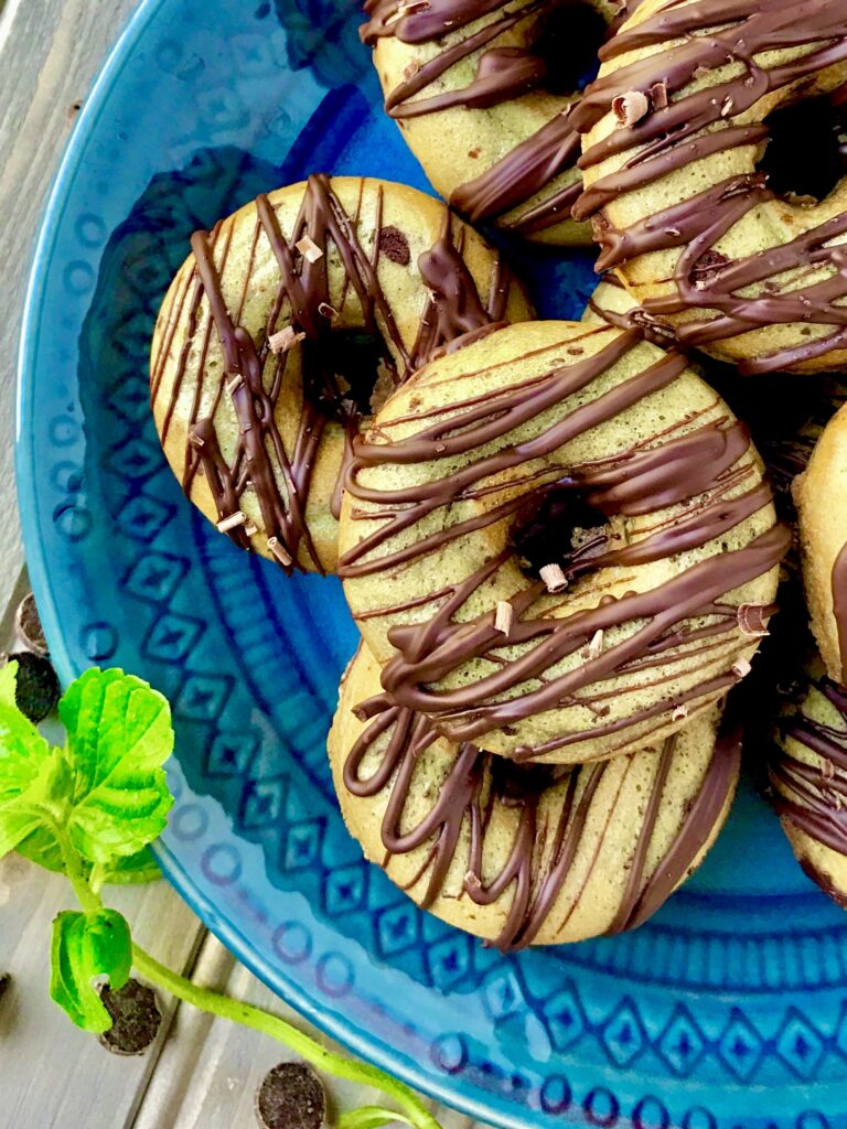 Mini Mint Chocolate Chip Donuts by Back Porch Paleo - FoodSocial