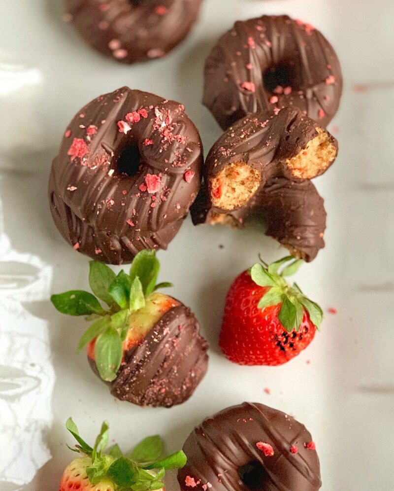 Chocolate Covered Strawberry Donuts by Back Porch Paleo - FoodSocial