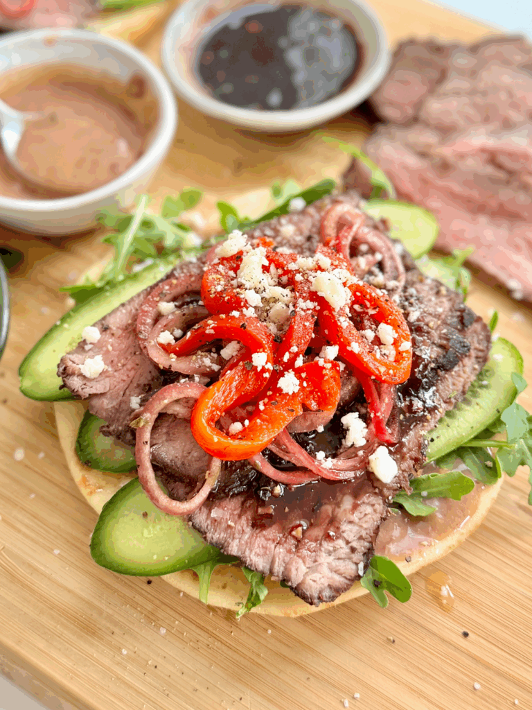 Cherry Kissed Tri Tip Flatbread by Back Porch Paleo - FoodSocial