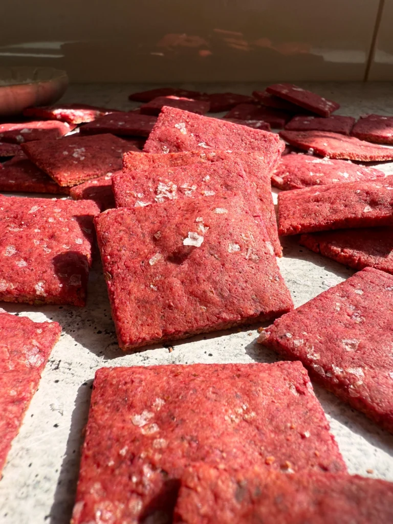 Gluten Free Beet Crackers (Paleo, Vegan) by bakeitpaleo - FoodSocial
