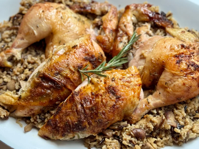 Roast Chicken with Wild Rice Stuffing by glassofweinstein - FoodSocial