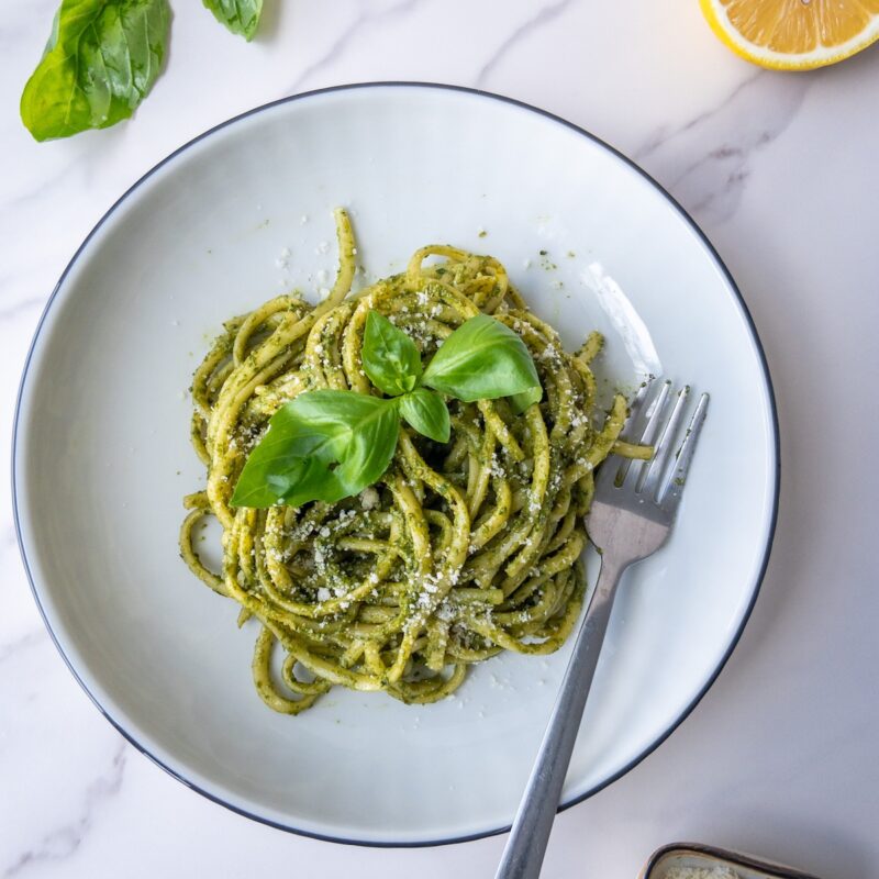 Easy Linguine with Basil Pesto Recipe by mammasflavors - FoodSocial