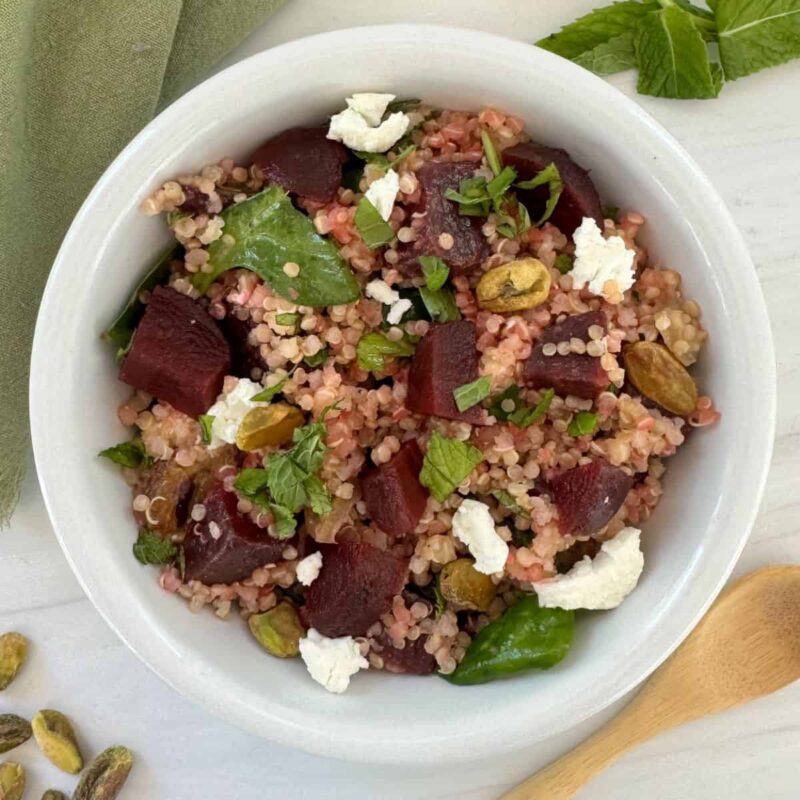 Quinoa Beet Salad with Pistachios and Goat Cheese by A Sweet Thyme ...