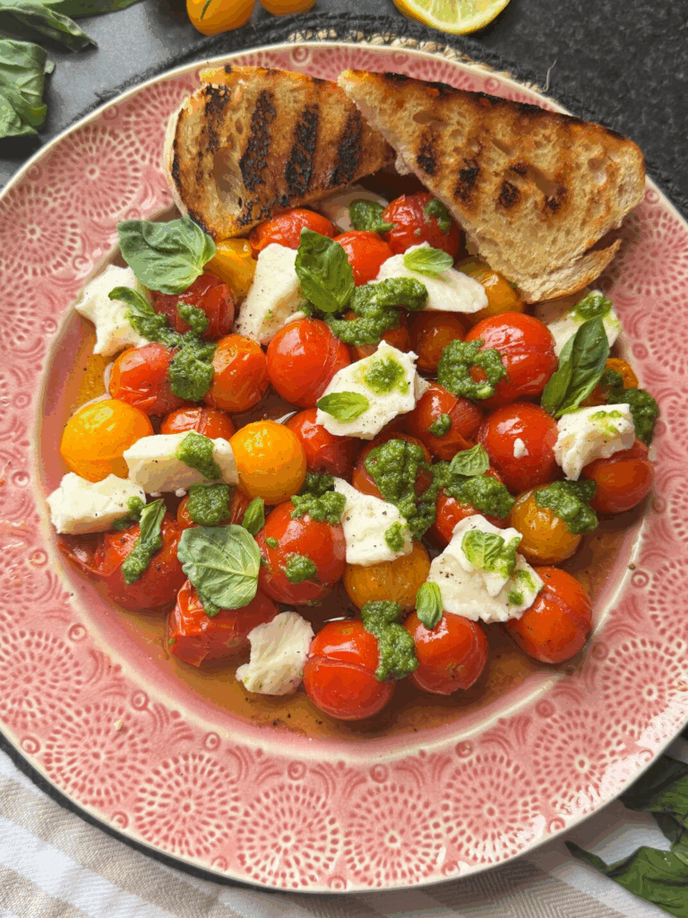Slow-Roasted Cherry Tomatoes with Creamy Plant-Based Burrata & Homemade ...