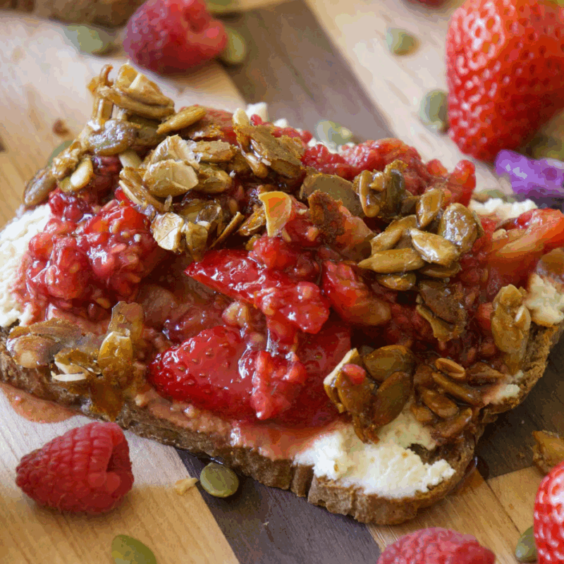 Lavender and Smashed Berry Toast with Whipped Vegan Ricotta and Pumpkin ...