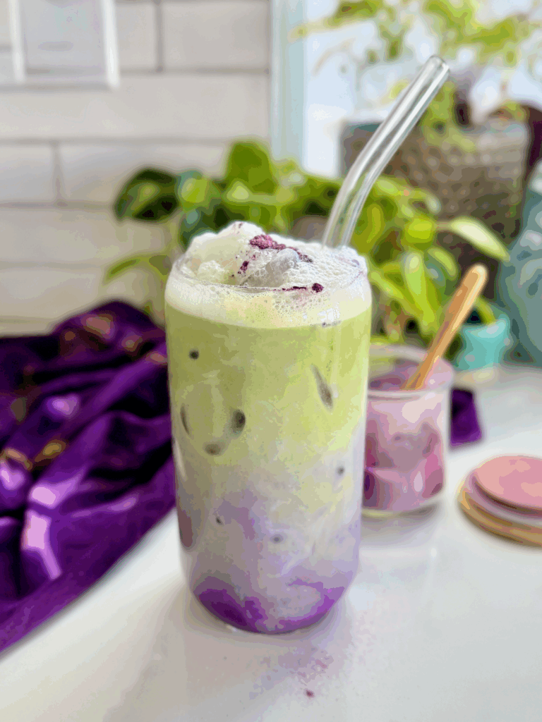 Ube Matcha Latte by Back Porch Paleo - FoodSocial