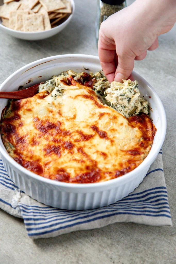 Cheesy Adobo Chicken Spinach Artichoke Dip by Jessi's Kitchen - FoodSocial