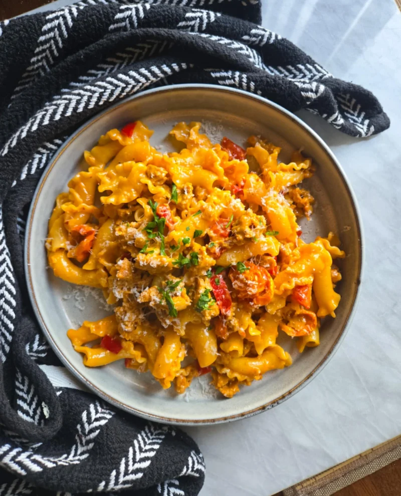 Spicy Cherry Pepper & Sausage Fiorelli by the_happy_veg - FoodSocial