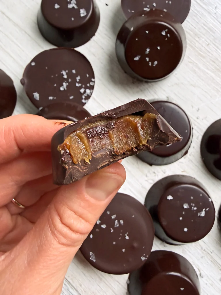 Chocolate Date Caramels (3 Ingredients) by bakeitpaleo - FoodSocial