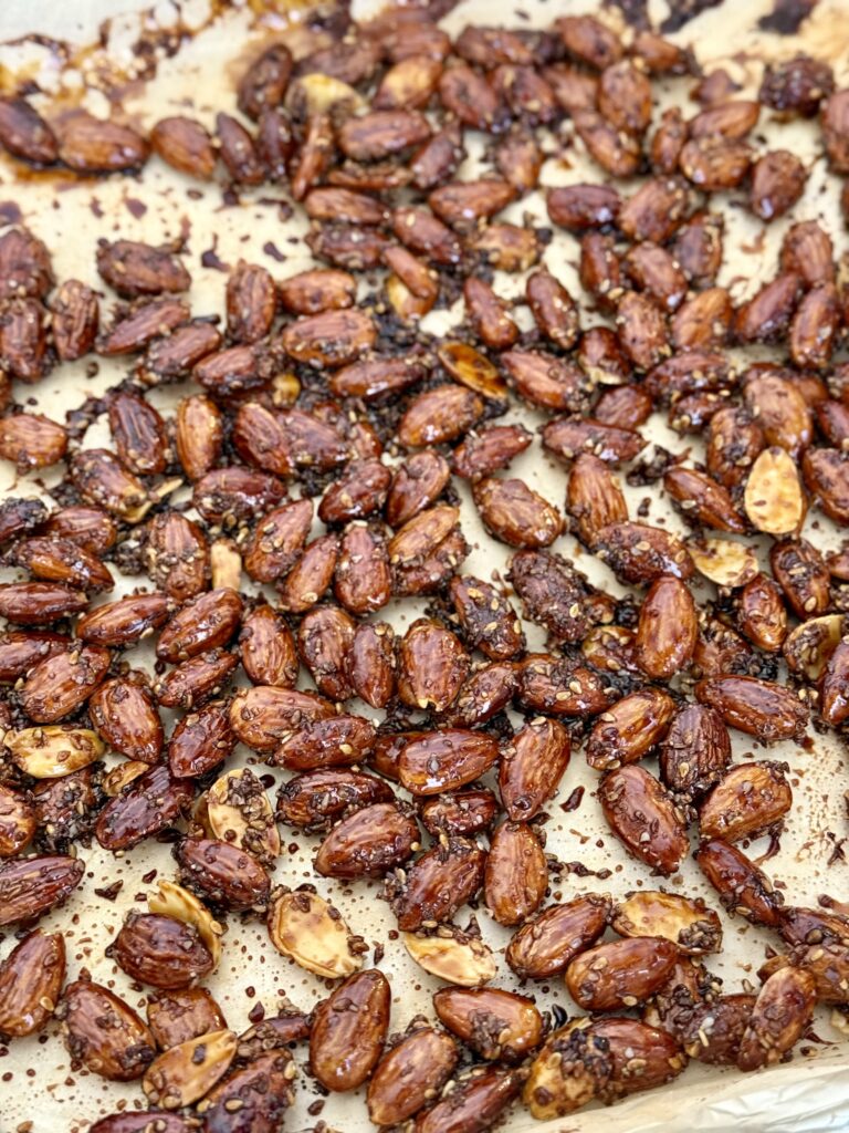 Honey Sesame Soy Roasted Almonds by Pooja Parikh - FoodSocial